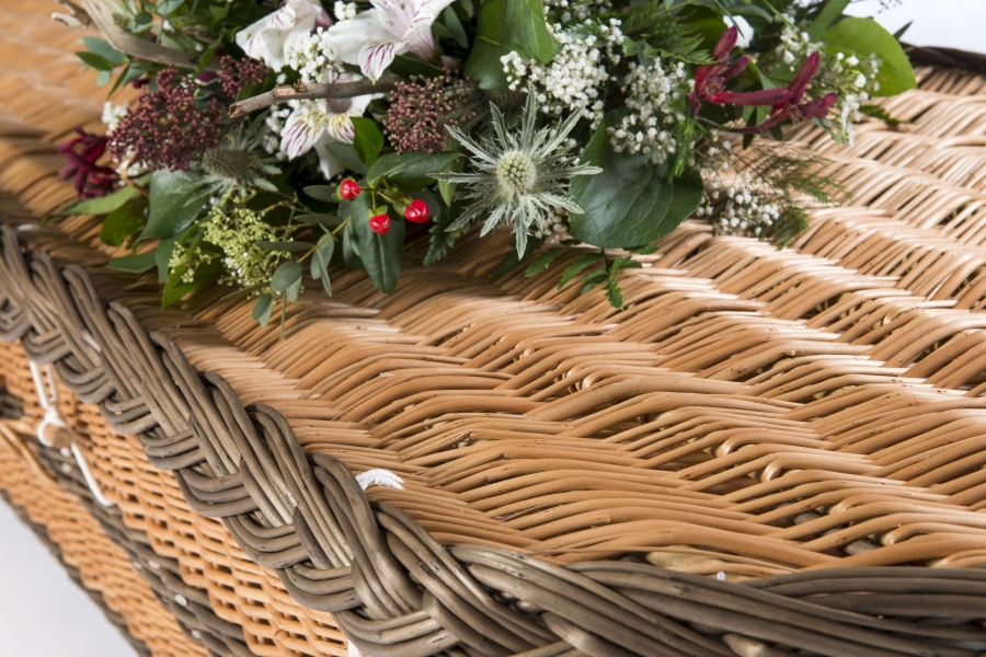 English Willow Rounded Coffin in Brown - The green coffin company.com